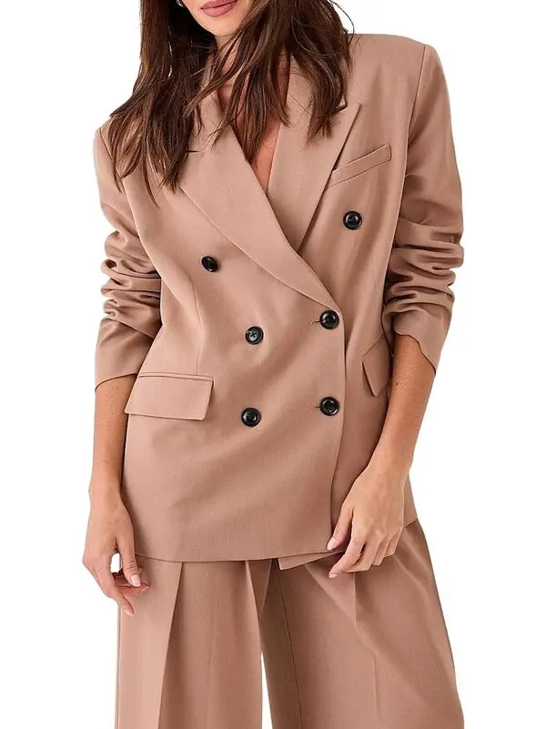 Nasty Gal Double Breasted Oversized Blazer - Taupe