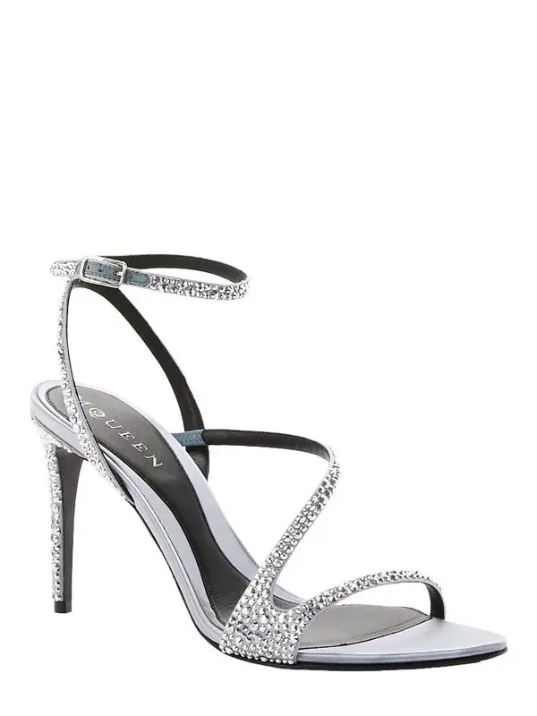 Alexander McQueen Embellished Ankle Strap Sandals - Silver