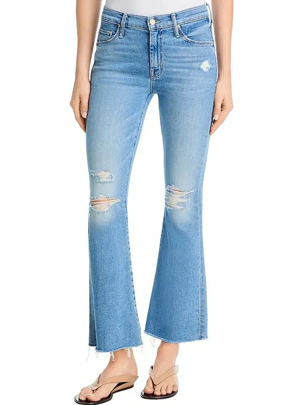MOTHER Lil Weekender Frayed Flare Jeans - Chaos Is Calling