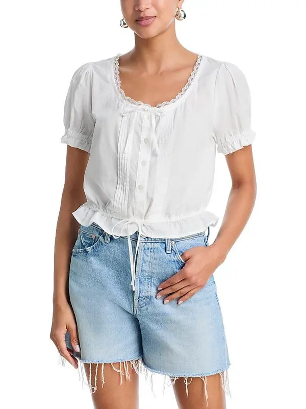 MOTHER The Love Letter Puff Top - White