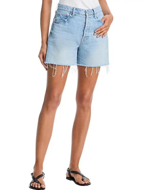 MOTHER The Extra Mile Frayed Denim Shorts - Head Rush