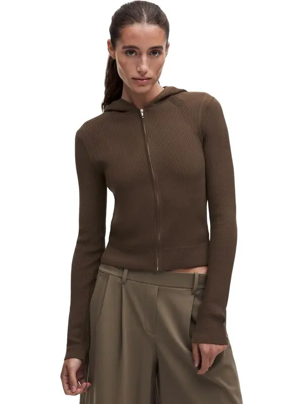 Lululemon Ribbed Knit Zip-up Hoodie - Walnut Crunch