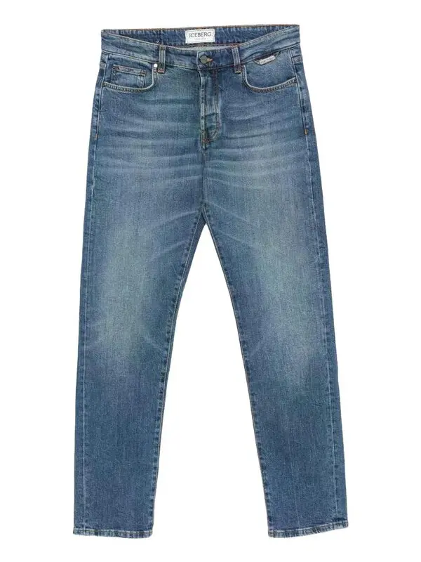 Iceberg Faded Logo Patch Jeans - Blue