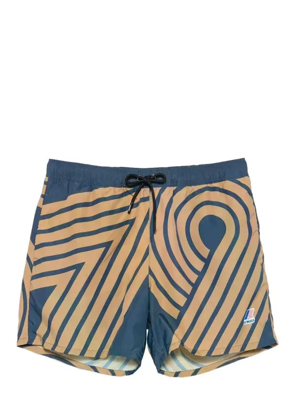 K-WAY Printed Drawstring Swim Shorts - Blue