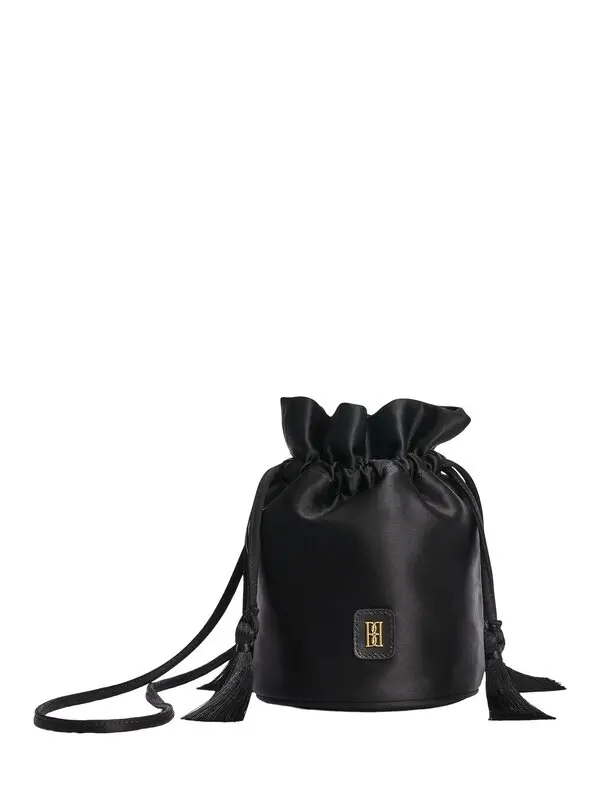 BY MALENE BIRGER Landinna Satin Bucket Bag With Tassels - Black