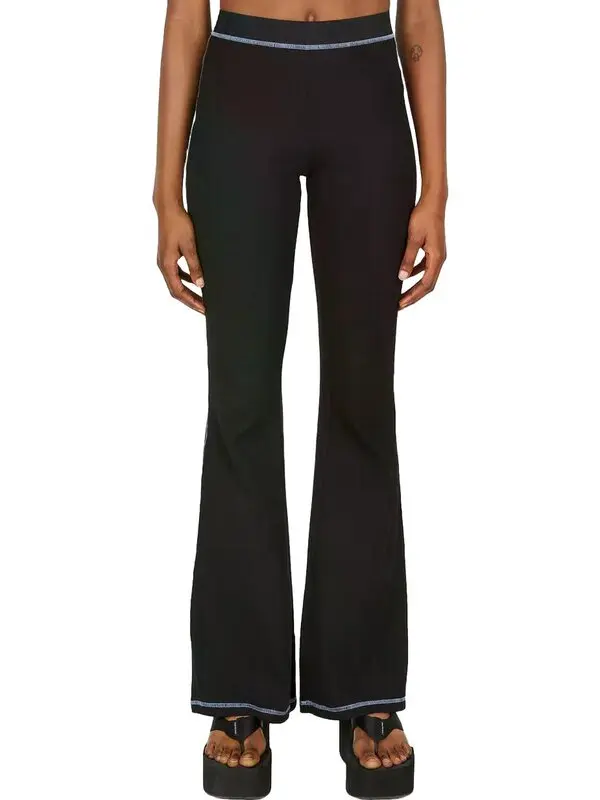 Alexander McQueen Flared Trousers With Topstitching - Black