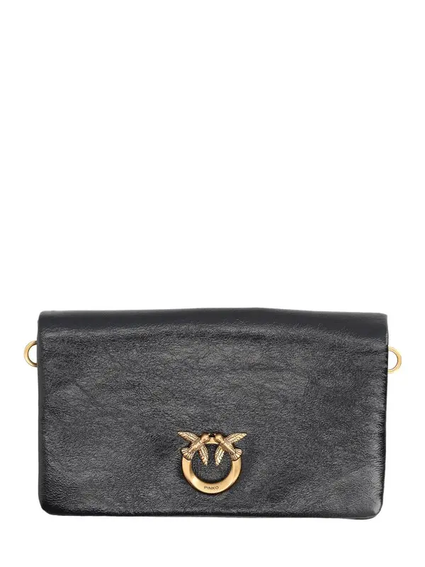 Pinko Small Clutch With Logo Clasp - Black