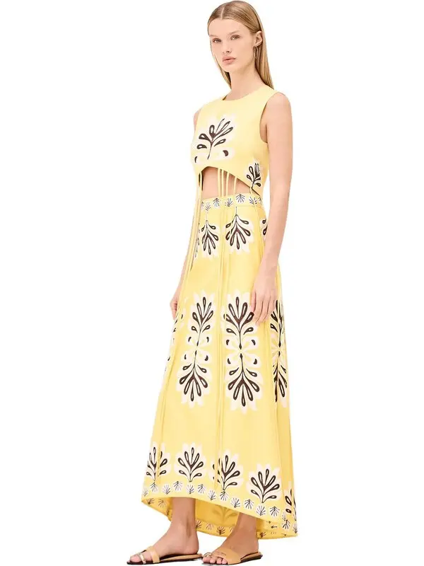 Alexis Leontine Sleeveless Cropped Top With Cord Detailing - Sunlit Bloom