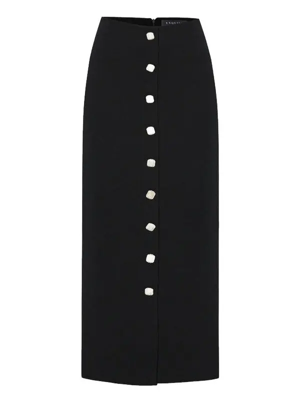 EXQUISE Alibeth Midi Pencil Skirt - Black