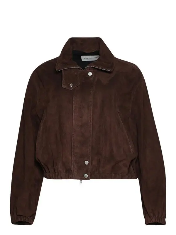 Nour Hammour Pia Suede Bomber Jacket - Brown