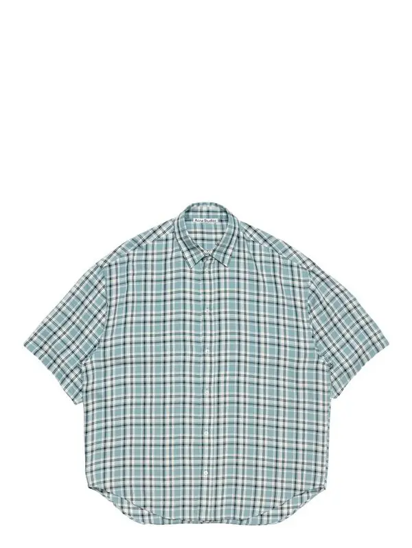 Acne Studios Checked Flannel Shirt Turquoise And White - Blue