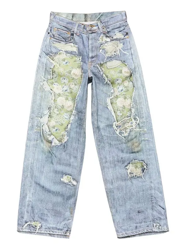 Acne Studios Trompe-l'oeil Print Baggy Jeans - Blue