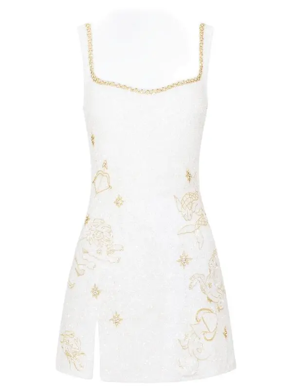 CLIO PEPPIATT Zodiac Beaded Mini Dress - Ivory
