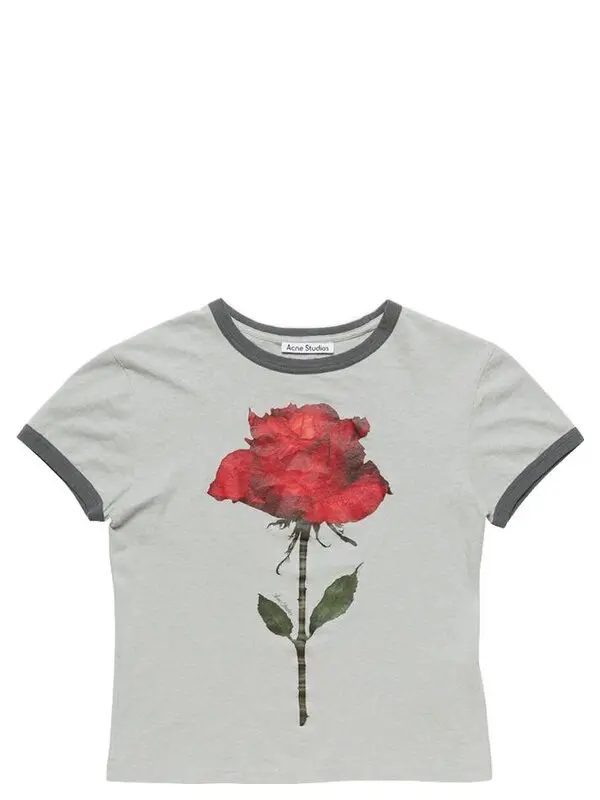 Acne Studios Graphic Rose T-shirt - Grey