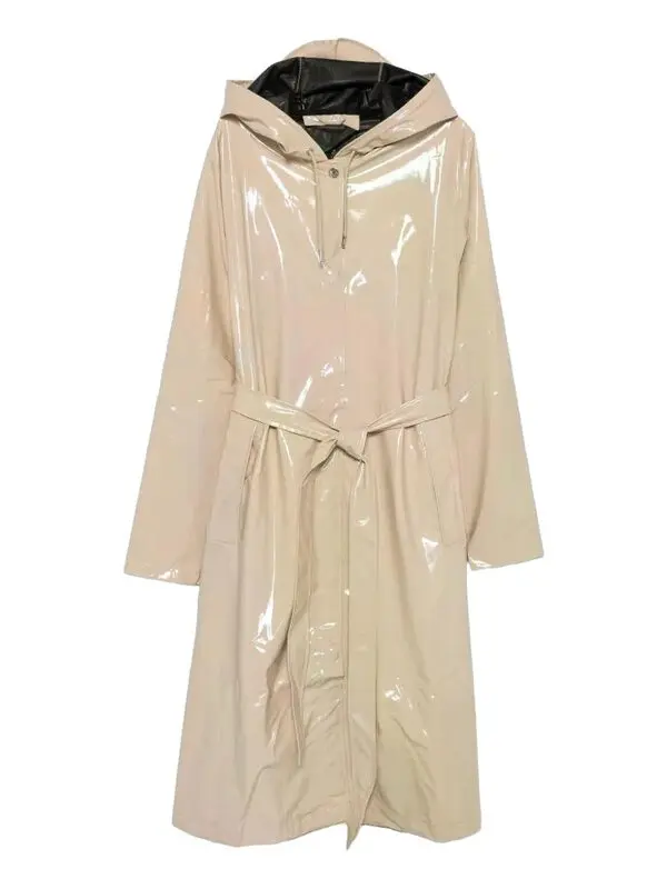 Rains A-line Hooded Belted Coat - Neutrals