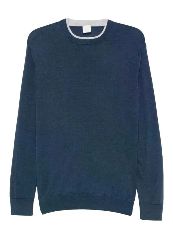 Eleventy Contrast Trim Crew Neck Sweater - Blue