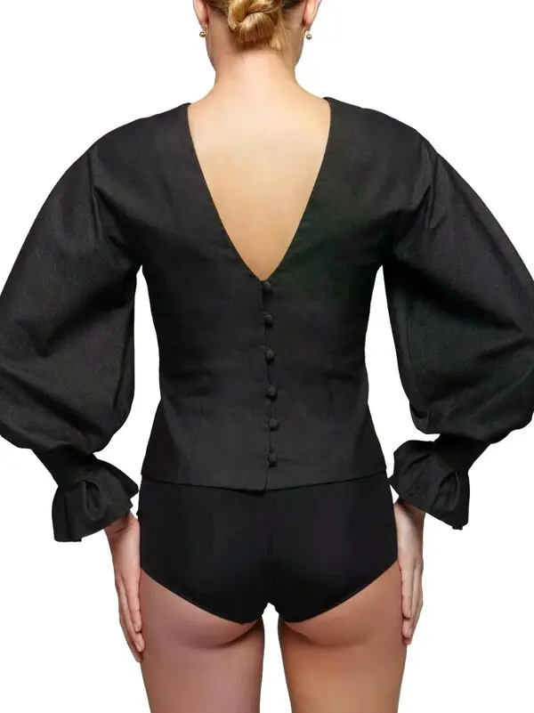 CATALINA Chiara Puff-sleeve Blouse - Black