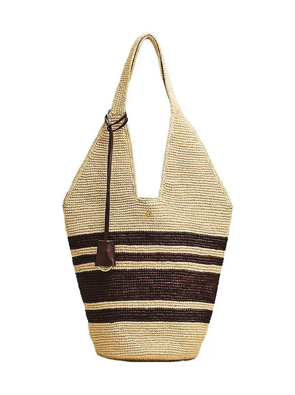 ANINE BING Leah Striped Hobo Bag - Multi Brown