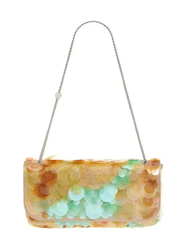 Rabanne Sparkle Baguette Bag - Peach/silver