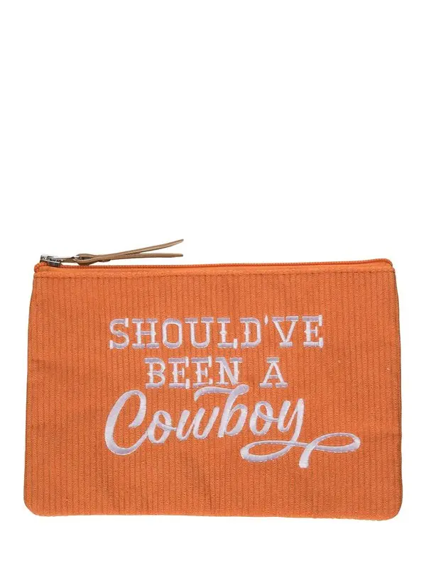 TOTALEE GIFT Should Have Been A Cowboy" Corduroy Pouch - Orange