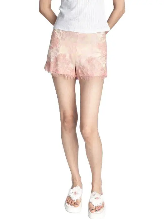 Anna Sui Damask Rose Brocade Shorts - Blush