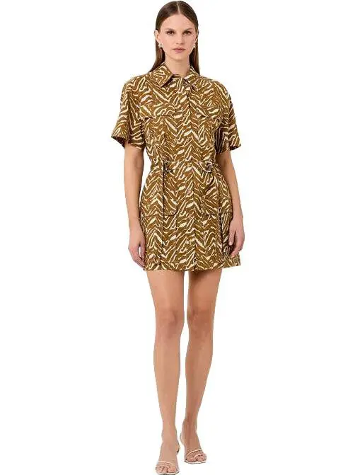 NICHOLAS Rianne Printed Safari Mini Dress - Abstract Zebra