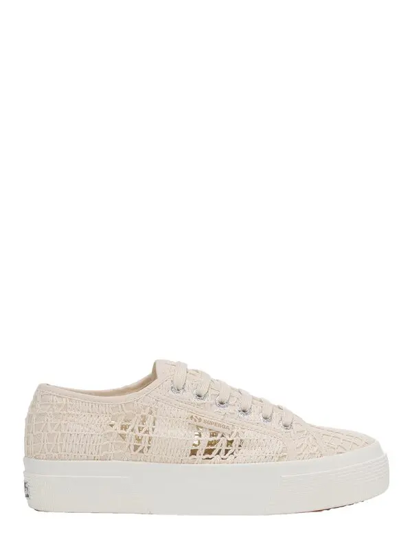 Superga 2740 Platform Crochet Sneakers - Beige Raw Braid Avorio