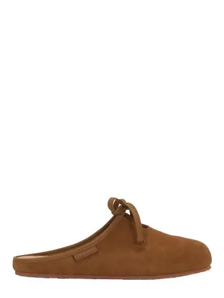 Superga 2445 Suede Ballerina Mule With Lace Detailing - Brown Brique