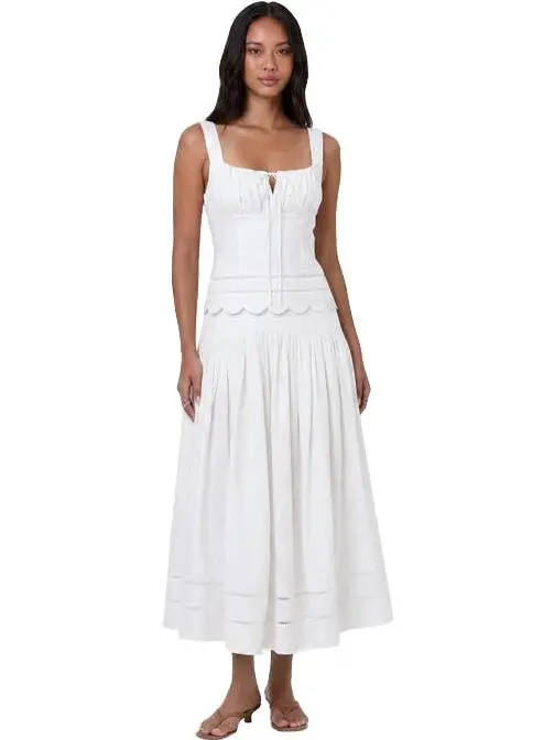NICHOLAS Elin Gathered Midi Skirt - Ivory