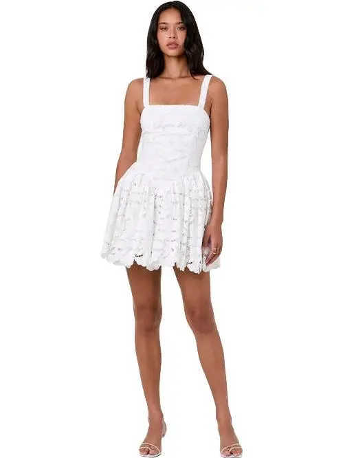 NICHOLAS Vittoria Broderie Lace Mini Dress - Ivory