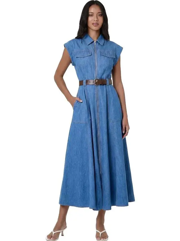 NICHOLAS Trisha Denim Midi Dress - Light Wash