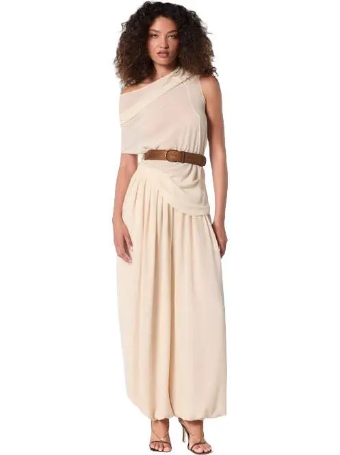 NICHOLAS Asymmetric Georgette Off-shoulder Top - Ecru