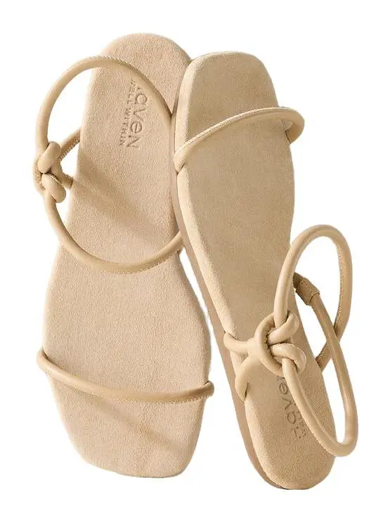 HAVEN WELL WITHIN Leather Double Strap Knot Sandals - Buff