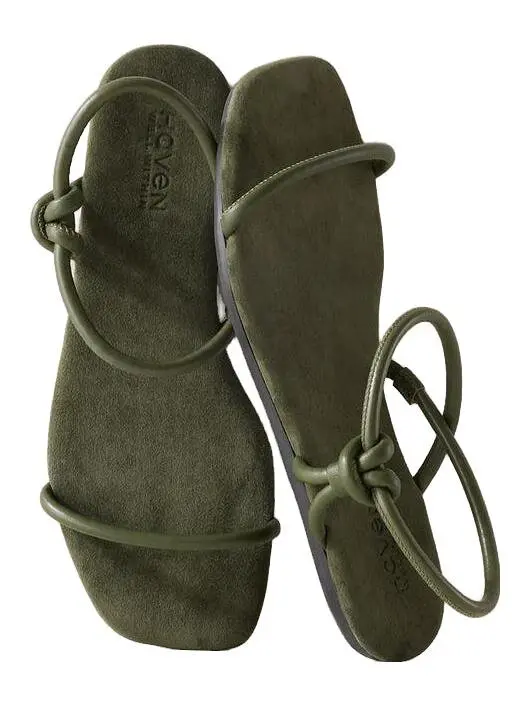 HAVEN WELL WITHIN Leather Double Strap Knot Sandals - Deep Willow