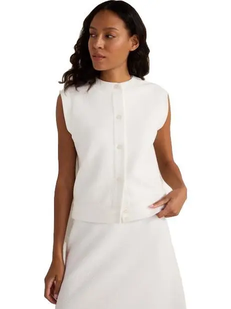 HAVEN WELL WITHIN Cotton Blend Textured Short Sleeve Jacket - Ivory