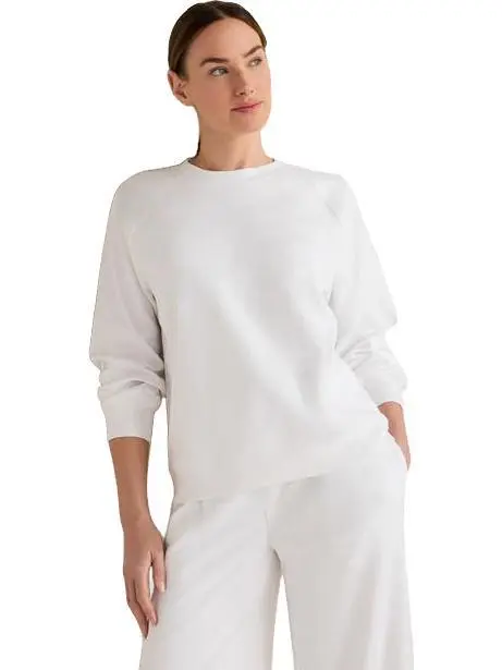 HAVEN WELL WITHIN Organic Cotton Interlock Crewneck Sweatshirt - White