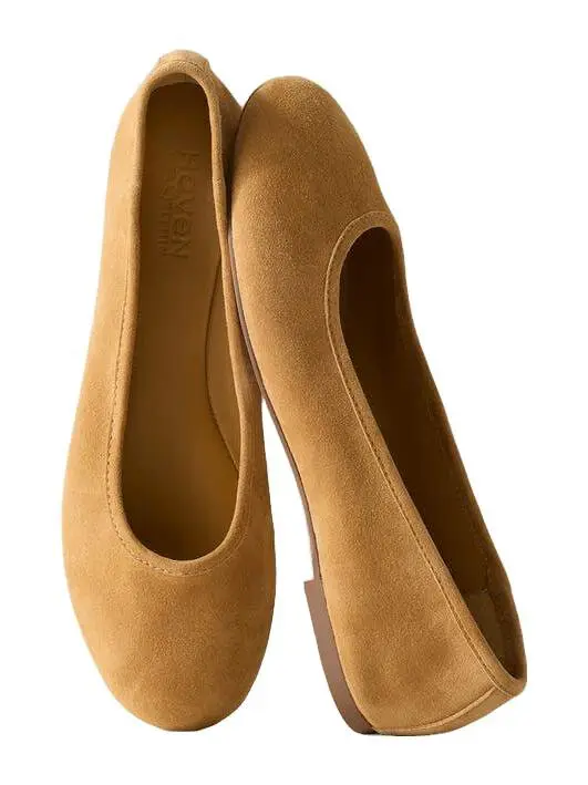 HAVEN WELL WITHIN Suede Round Toe Ballet Flats - Balsam Tan