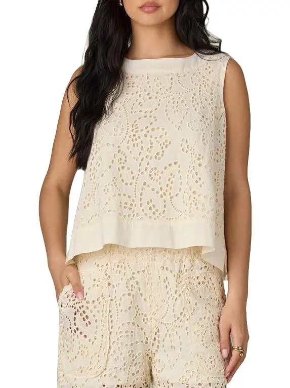 Wit & Wisdom Eyelet Crop Tank - Ecru