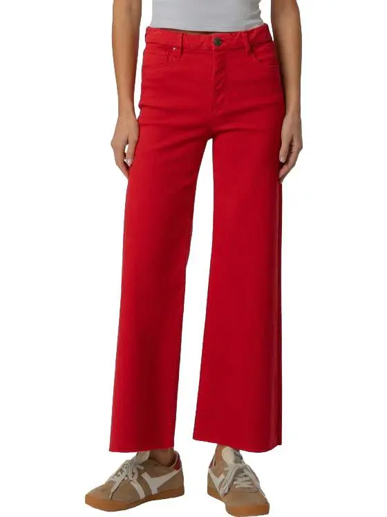 Kut From The Kloth High Waist Ankle Wide Leg Jeans With Raw Hems - Tomato