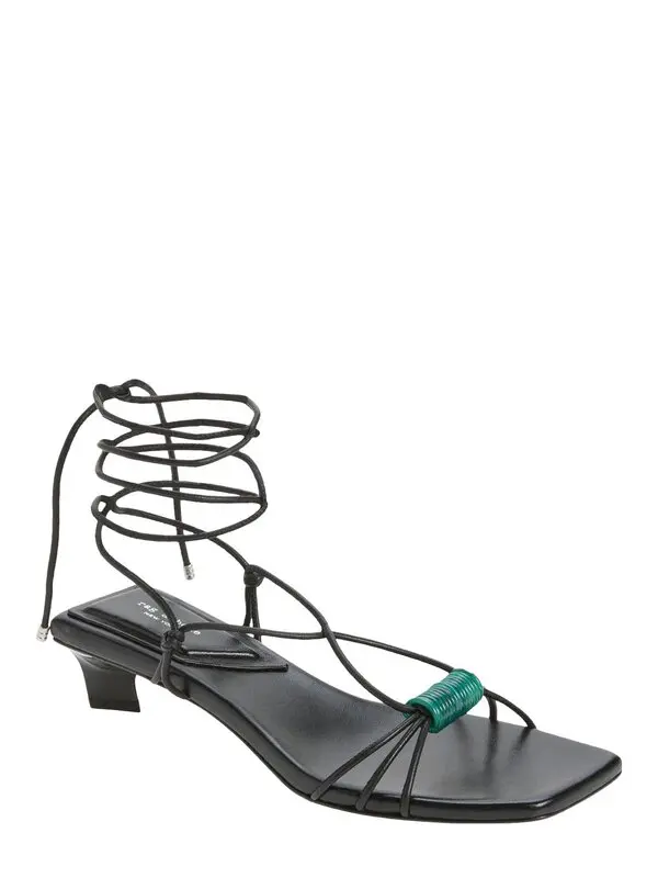 Rag & Bone Liv Ankle Wrap Kitten Heel Sandal - Black