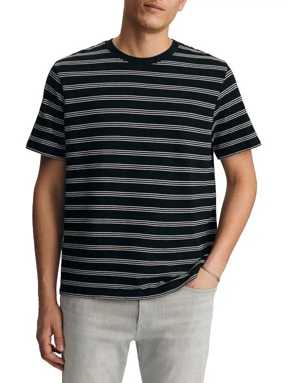 MAVI Regular Fit Stripe Cotton T-shirt - Black