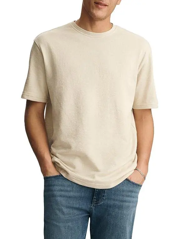 MAVI Off White Textured Cotton Crewneck T-shirt - Overcast