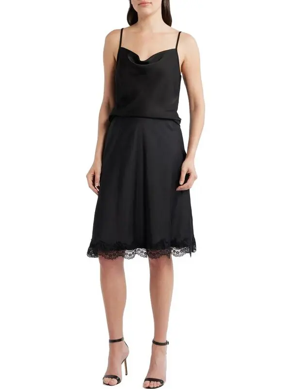TAHARI ASL Cowl Neck Satin Camisole - Black