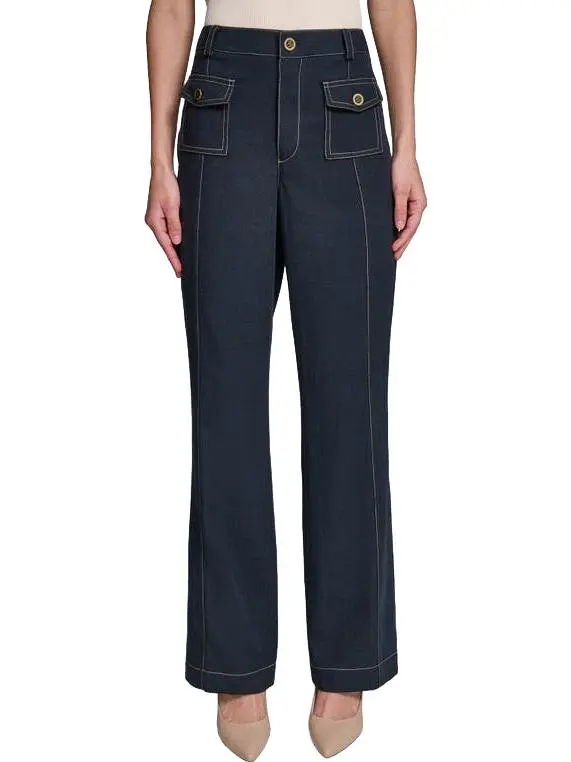 Karl Lagerfeld Paris Seam Detail High-waist Tailored Trousers - Midnight Navy