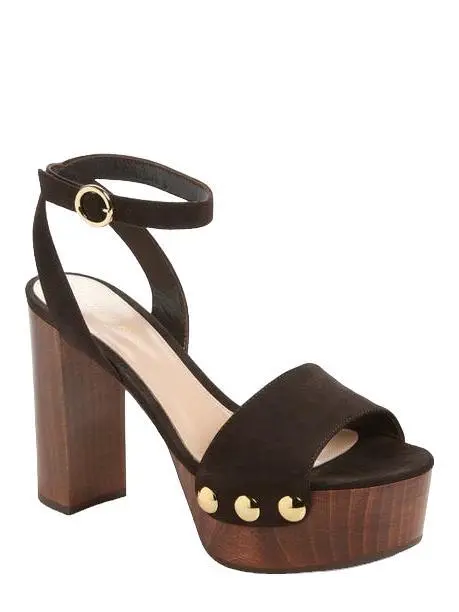 GIANVITO ROSSI Ardea Suede Studded Platform Sandal - Moka