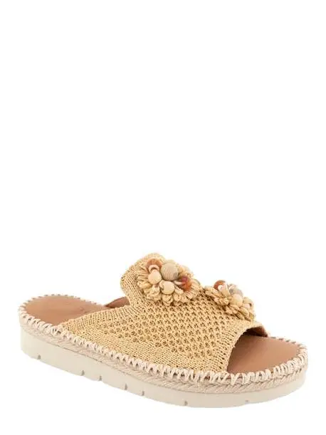 Gentle Souls Leilani Slide Sandal - Natural Knit Flower