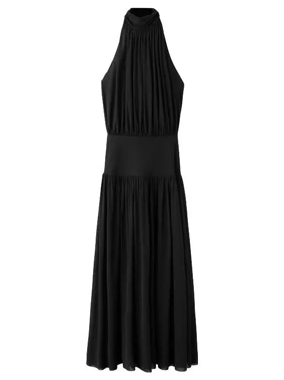 Mango Sleeveless Maxi Dress With Button Detail - Black