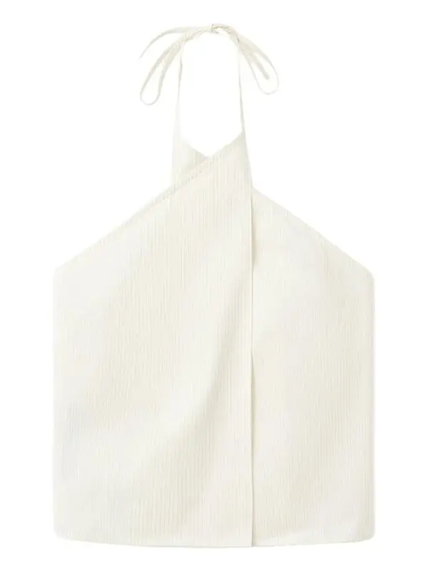 Mango Striped Halter Neck Top - Ecru