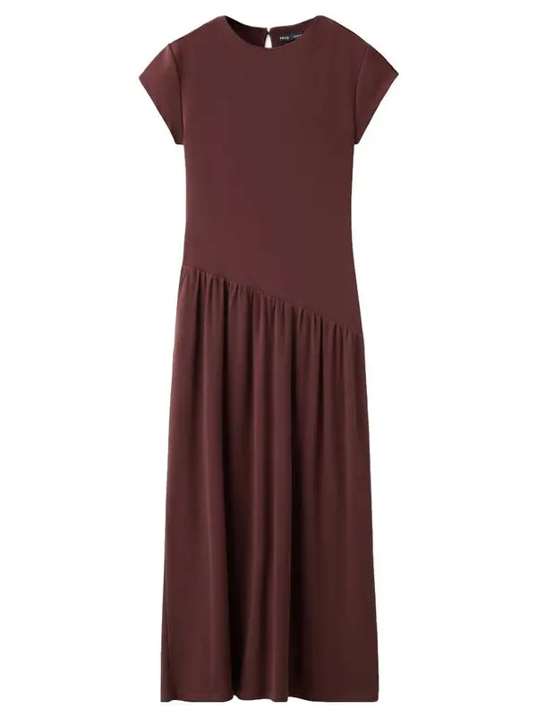 Mango Asymmetric Midi Dress - Burgundy
