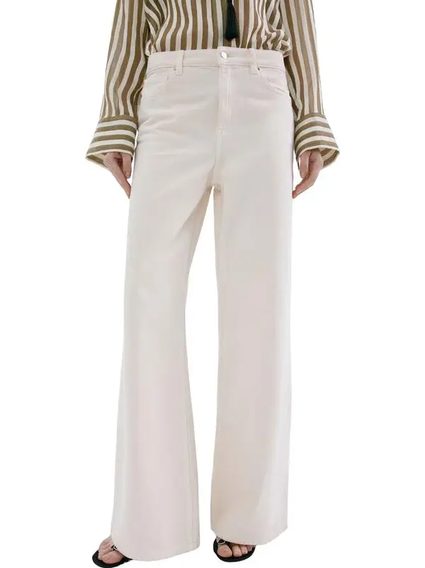Mango Wide Leg Jeans - Off White